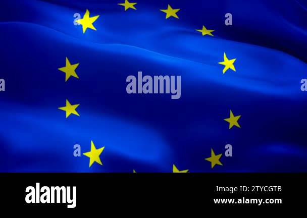 European Union waving flag. National 3d Euro flag waving. Sign of ...