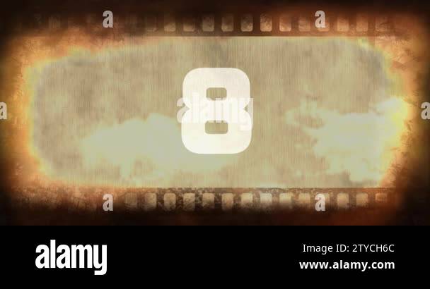 Vintage film countdown animation with a moving old film frame and a ...