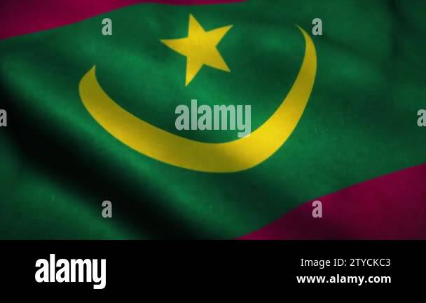 Mauritania flag waving in the wind. National flag of Mauritania. Sign ...