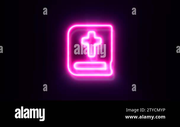 animated pink neon holy bible symbol on black background Stock Video ...