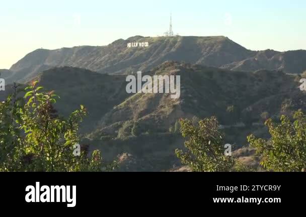 Zoom in on the iconic Hollywood Sign on top of Mt Lee Stock Video ...