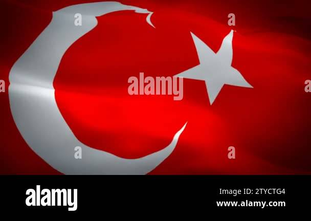 Turkish flag Closeup 1080p Full HD 1920X1080 footage video waving in ...