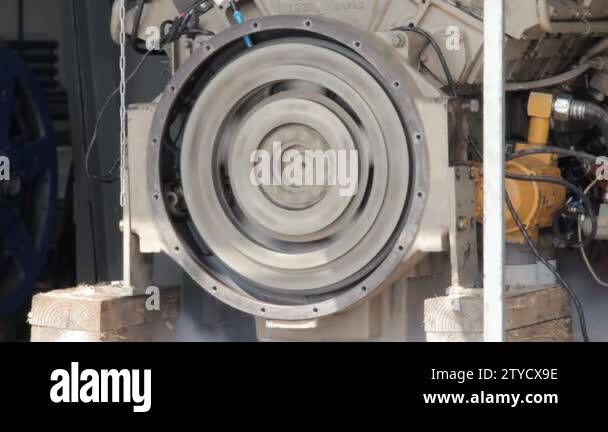 engine starting. Test start of a diesel engine. Trial run of a diesel ...