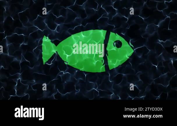3D Animation rotation of symbol of fish. Animation of seamless loop ...