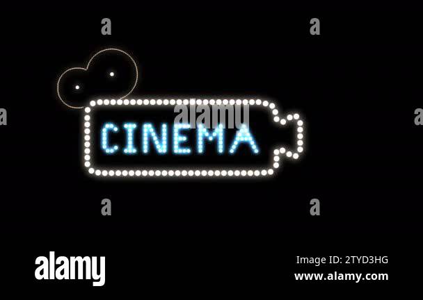 Cinema Text sign Seamless Loop animation bulbs LED pixels, light ...