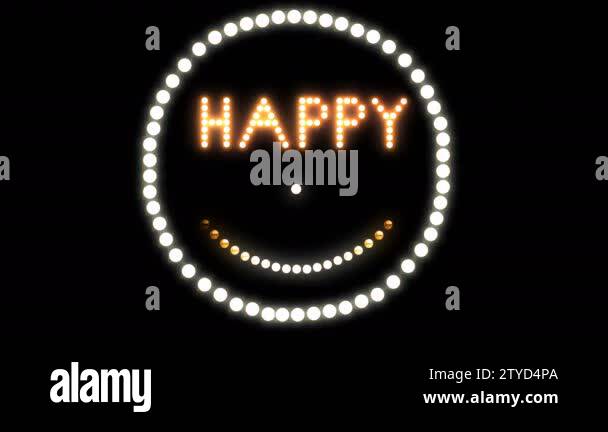 Happy Text sign Seamless Loop animation bulbs LED pixels, light ...