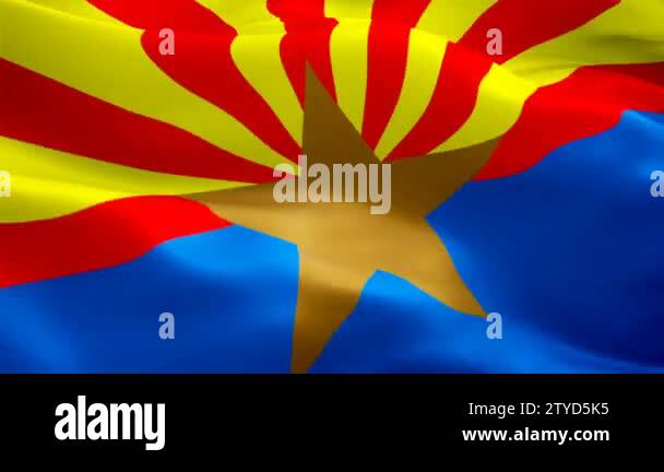 State Arizona flag closeup 1080p Full HD 1920X1080 footage video waving ...
