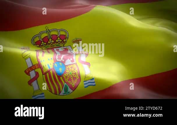Spain Flag Motion Loop waving in wind video footage Full HD. Realistic ...
