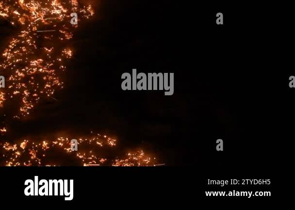 FIRE - steel wool burning, oxidizing, smoldering. Burning from left to ...