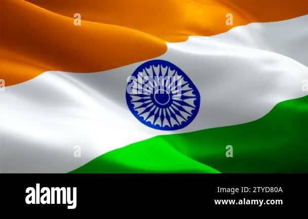 Flag of India video waving in wind. Realistic Indian Flag background ...