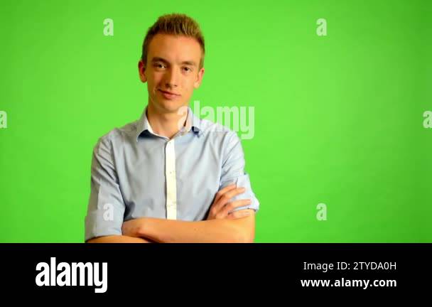 Man - green screen - portrait - young man smiles (man is happy Stock ...