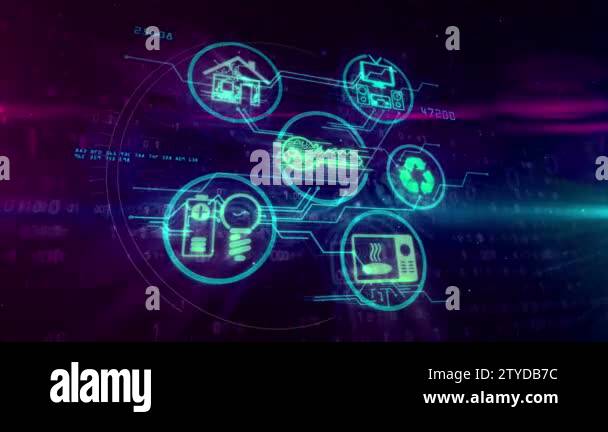IOT - internet of things hologram with devices symbols on digital ...