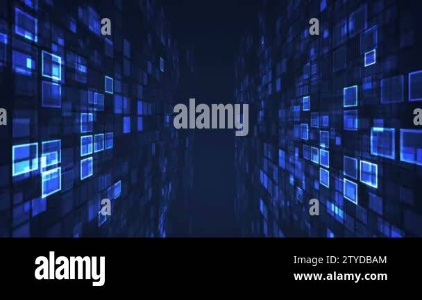 Abstract blue flashing rectangle grid perspective motion graphic ...