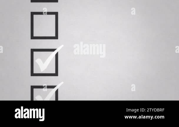 Animation marker drawing a tick in the box for voting on paper ...