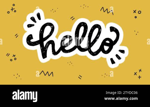 Animated Hello hand drawn lettering text. Moving handwriting script ...