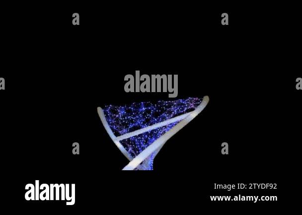 Rotation of the DNA helix. Digital molecule model with plexus filling ...
