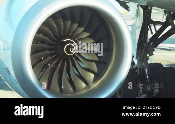 Airplane Jet Engine Spinning blades are moving Stock Video Footage - Alamy