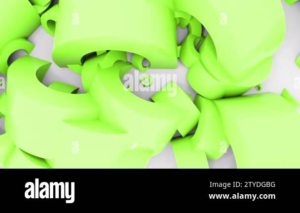 3D shapes round cylinders on white wall. Set of 6 different colors. 4K ...