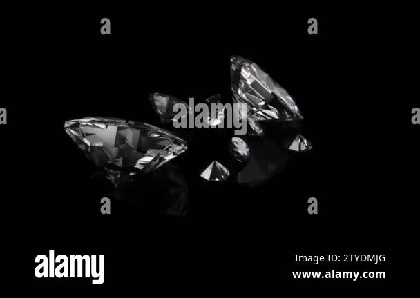 Abstract animation of falling and rotation of large and small diamonds ...