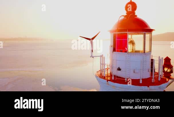 Top aerial panoramic view of Tokarev Lighthouse in Vladivostok. The ...