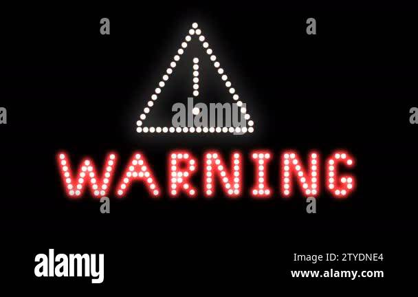 Warning Text sign Seamless Loop animation bulbs LED pixels, light ...