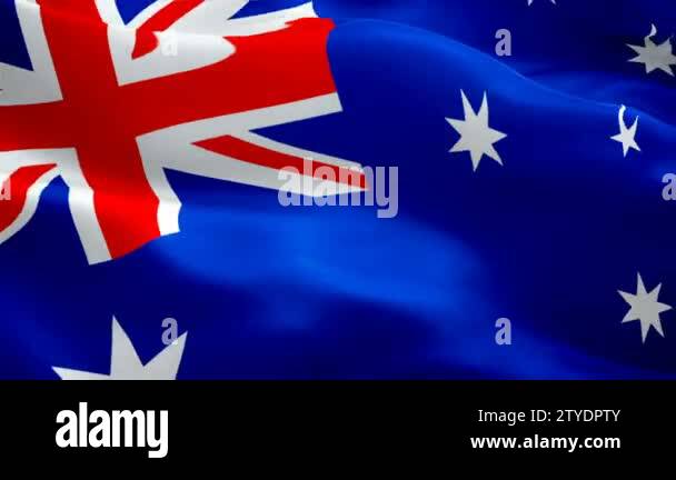 Silk Flag Animation of Australia flag video waving in wind. Realistic ...