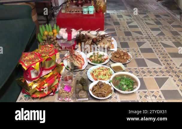 Food offerings on chinese new year festival for pray of god,or ancestor ...