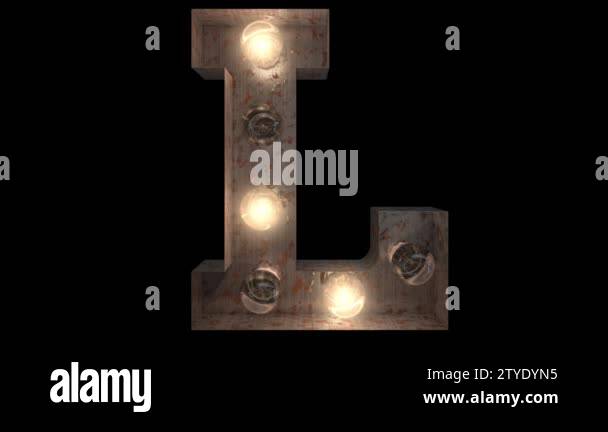 animated rusty steel blinking light bulb letters with 4 light animation ...