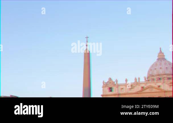 Glitch effect. Obelisk in St. Peter's Square. Sunrise, Rome, Italy ...
