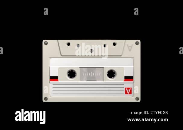 3d animated white audio cassette with tape animation reacting to 4 ...