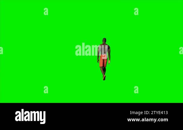 Afro american in shorts walking against green screen, Luma Matte ...