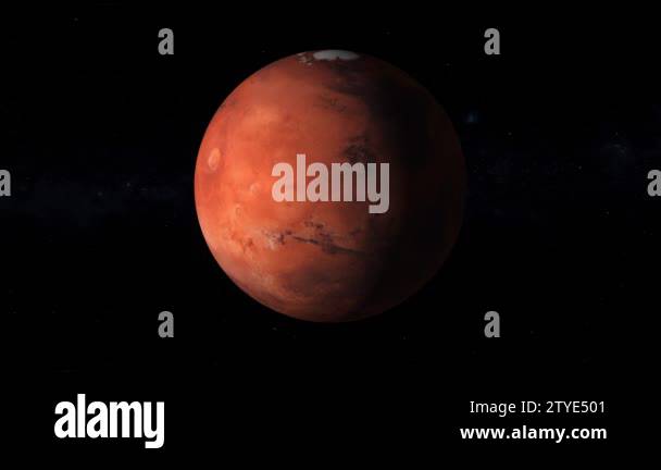 Space view on planet Mars, rotating 360 degrees.Milky Way in the ...