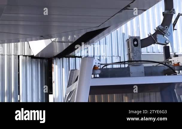 Ski resort. The mechanism of the ski lift, the movement of cabins ...