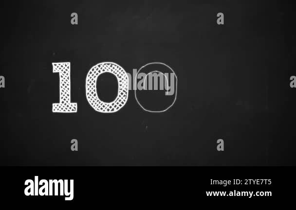 hand drawing of 100 percent symbol with white chalk on blackboard Stock ...