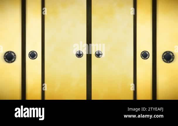 Japanese style fusuma door. Sliding door loop animation. Historical paper door in japan Stock ...