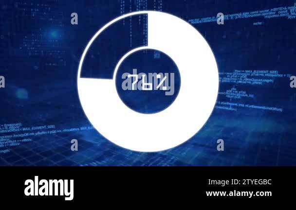 Digital loading disc with number on a blue digital background full of ...