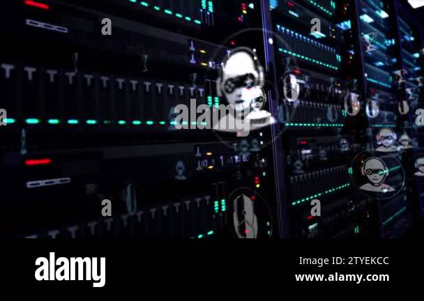 Modern servers room with symbols of cyber game, esport, video sport and ...