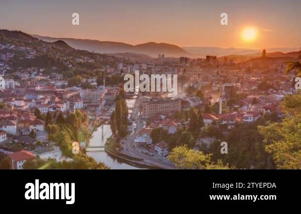 Sunset view of Sarajevo from most popular panoramic spot in Sarajevo ...