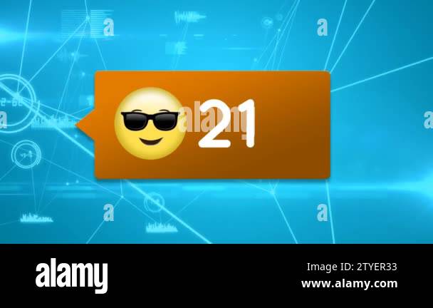 Digital animation of Smiling face emoji with number count increasing ...