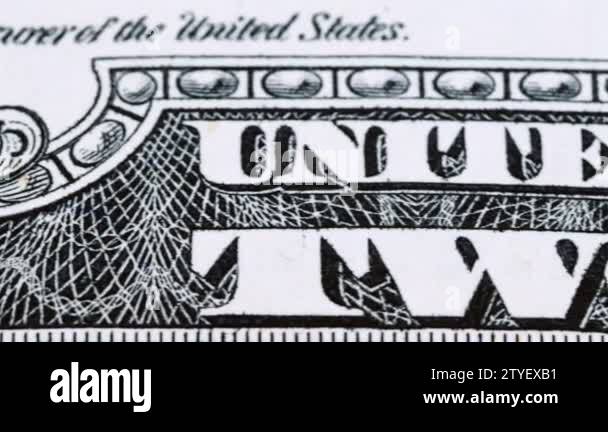 Sliding video of a two US dollar bill note, showing The United States ...