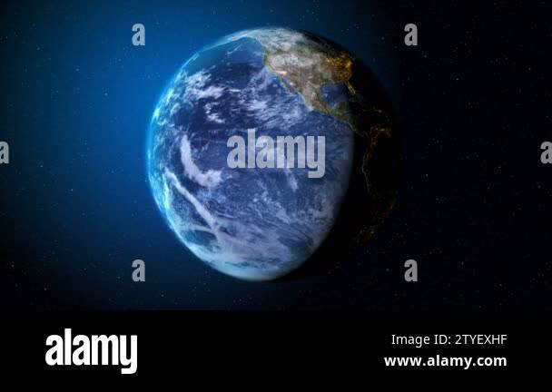 3D Rendering globe spinning and orbit in the universe with lighting ...