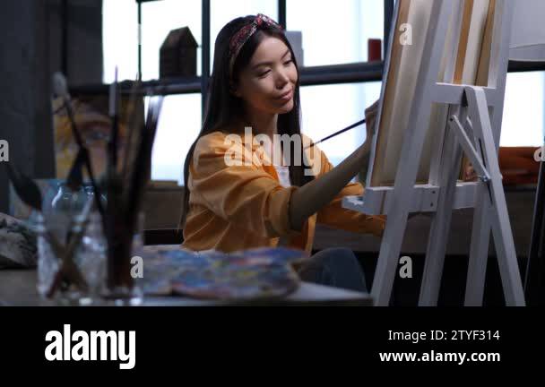 Female artist making painting art Stock Videos & Footage - HD and 4K ...