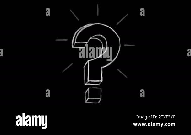 animated question mark, black chalk section, ideal for compositing, use ...
