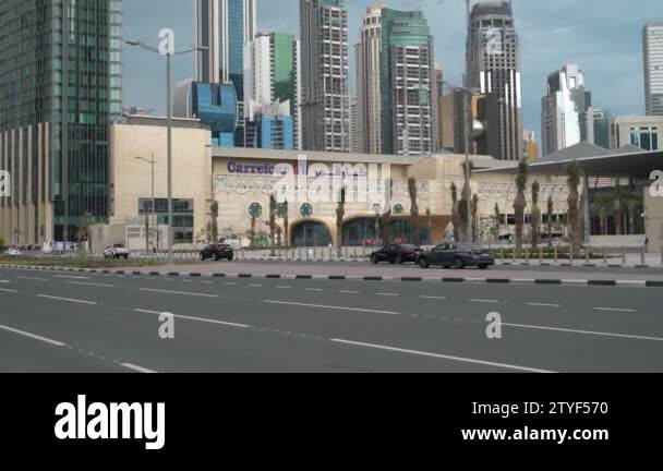 Doha, Qatar - February 2019: Building exterior of Carrefour supermarket ...