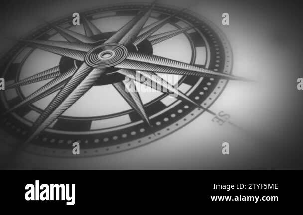 Compass Rose Animation Background Loop/4k animation of a black and ...