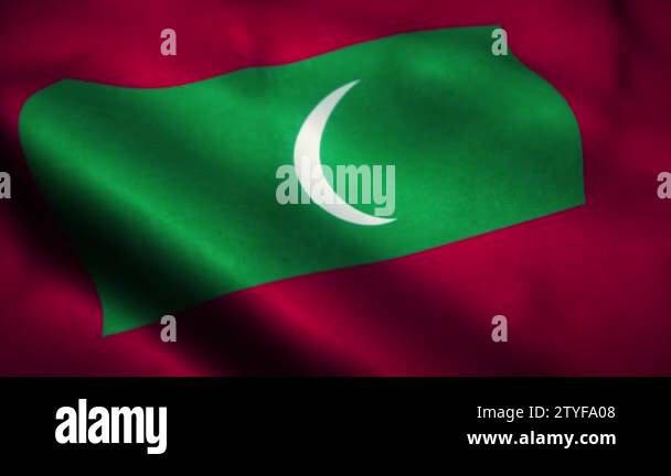 Maldives flag waving in the wind. National flag of Maldives. Sign of ...