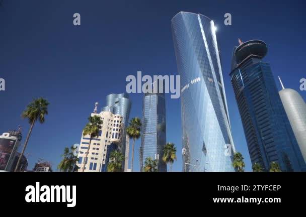 Doha, Qatar - December 2019. Al Bidda Tower and World Trade Center on ...