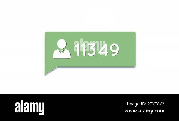 Animation of a green chat box with a human icon and increasing numbers ...