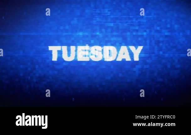 Tuesday Text Digital Noise Twitch Glitch Distortion Effect Error Animation Stock Video Footage ...