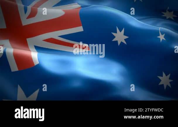Aussie flag video waving in wind. Realistic Australian Flag background. Australia Flag Looping ...